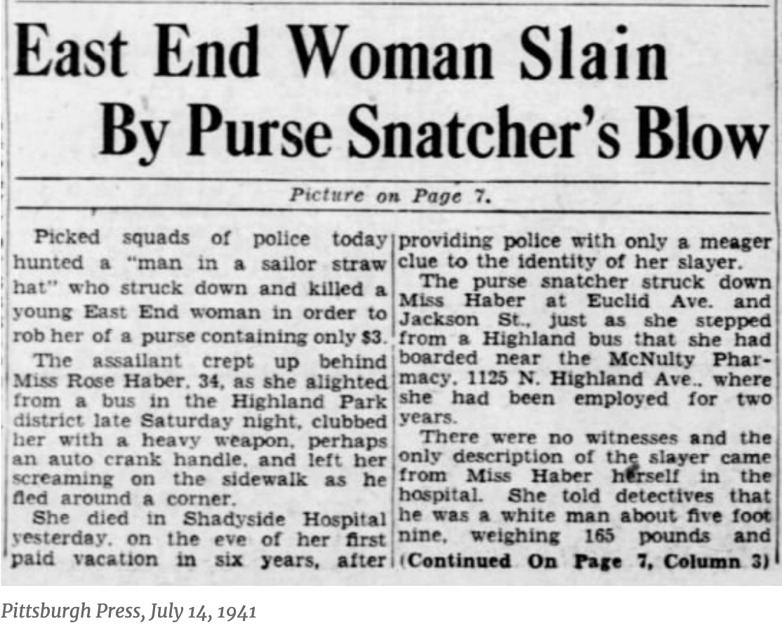 The Murder of Rose Haber – To and From Bellefonte